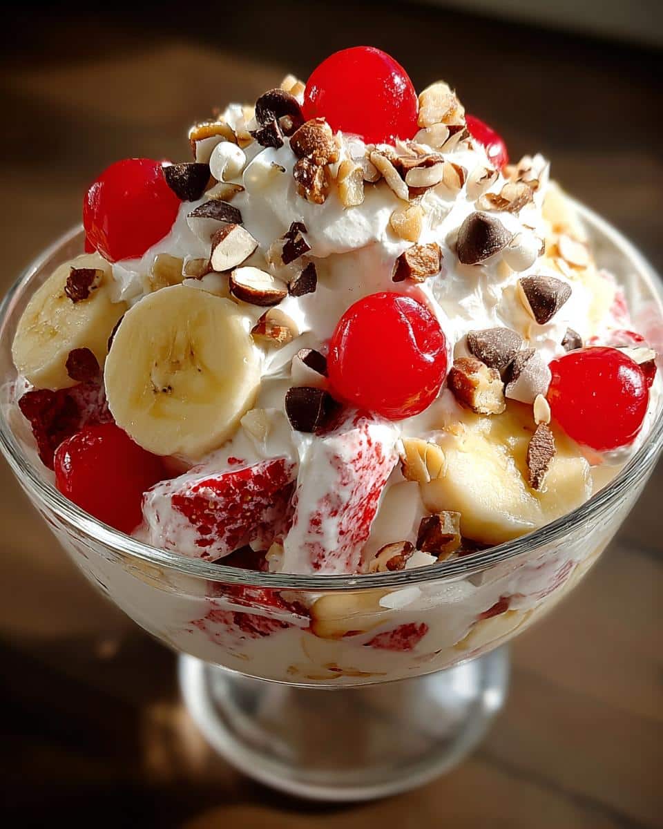 Banana Split Fluff Salad - Travelers Wizard