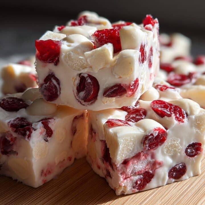 Candied Cherry Divinity Squares - Travelers Wizard