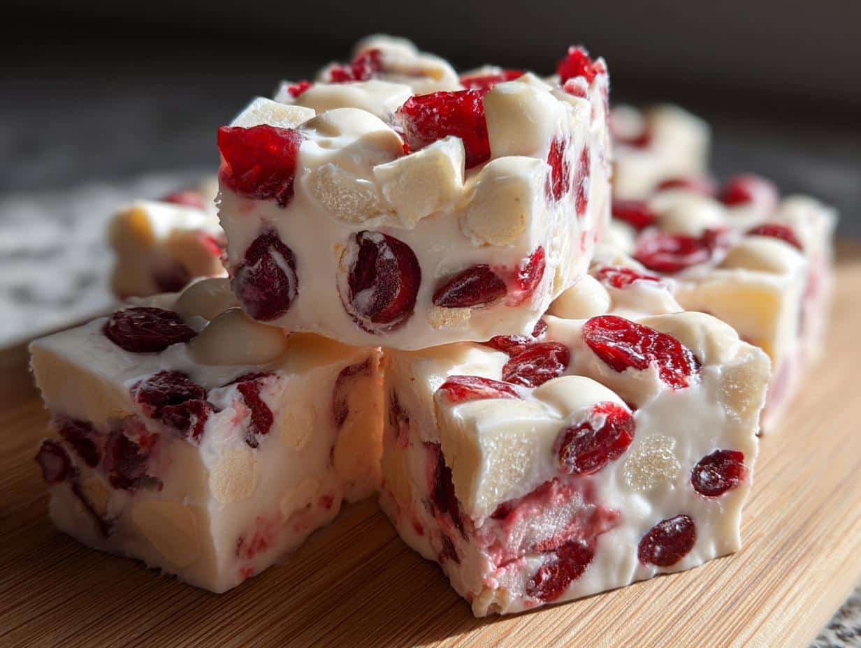 Candied Cherry Divinity Squares - Travelers Wizard