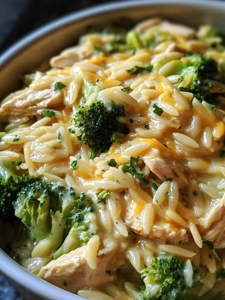 Cheesy Chicken Broccoli Orzo - Travelers Wizard