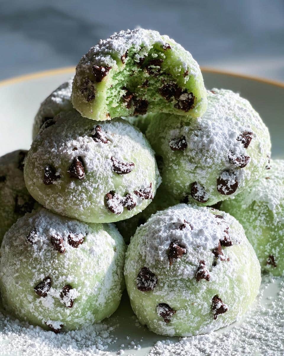 Easy Melt-in-Your-Mouth Mint Chocolate Chip Snowball Cookies ...
