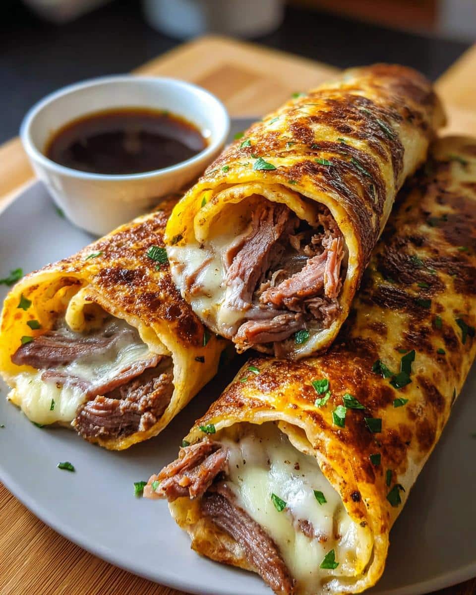 French Dip Tortilla Roll Ups - Travelers Wizard