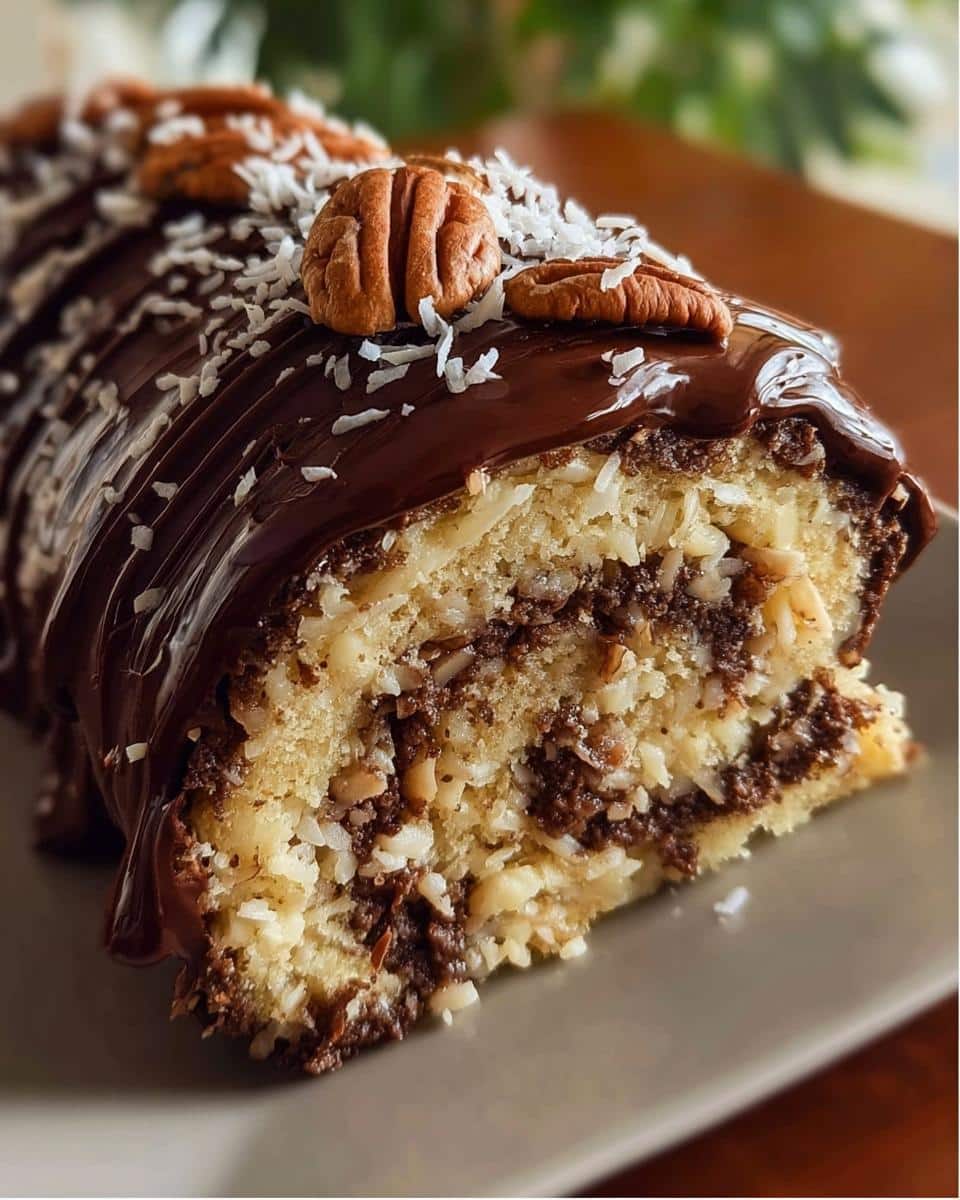 German Chocolate Cake Roll - Travelers Wizard