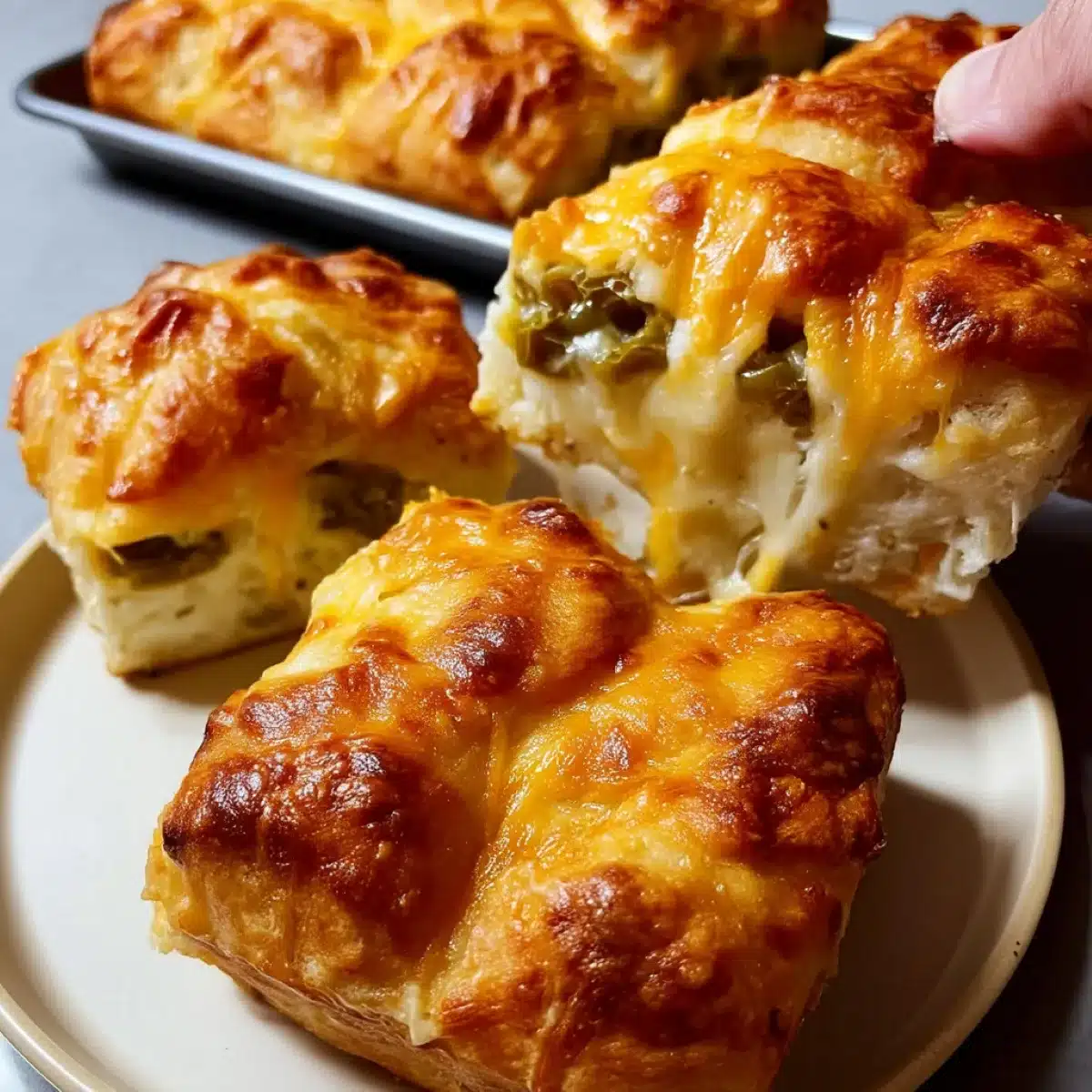 Green Chile Cheese with Garlic Butter Pull-Apart Loaves - Travelers Wizard