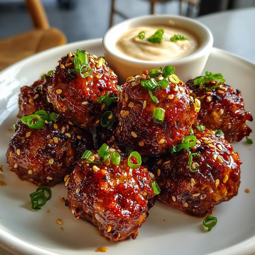 Korean BBQ Meatballs with Spicy Mayo Dip - Travelers Wizard