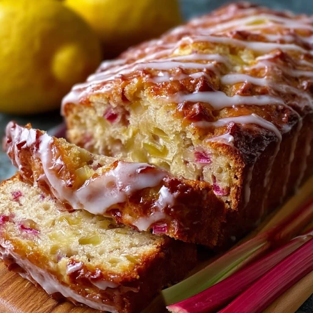 Lemon Rhubarb Loaf with Glaze - Travelers Wizard