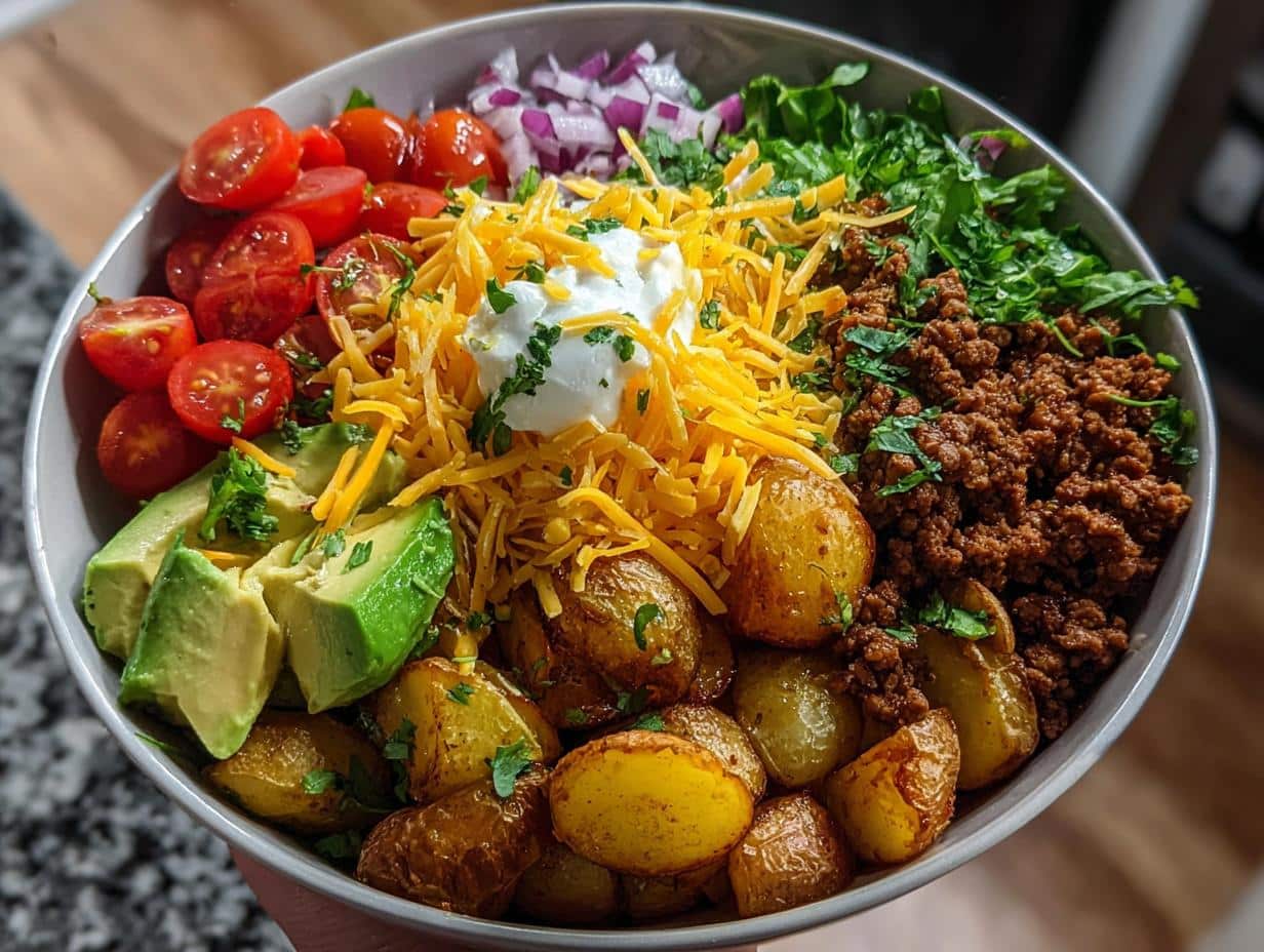 Loaded Potato Taco Bowl - Travelers Wizard