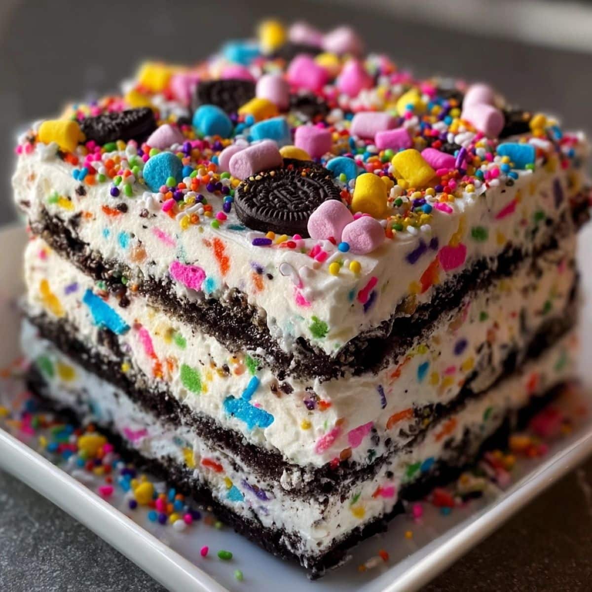 No-Bake Funfetti Oreo Icebox Cake - Travelers Wizard