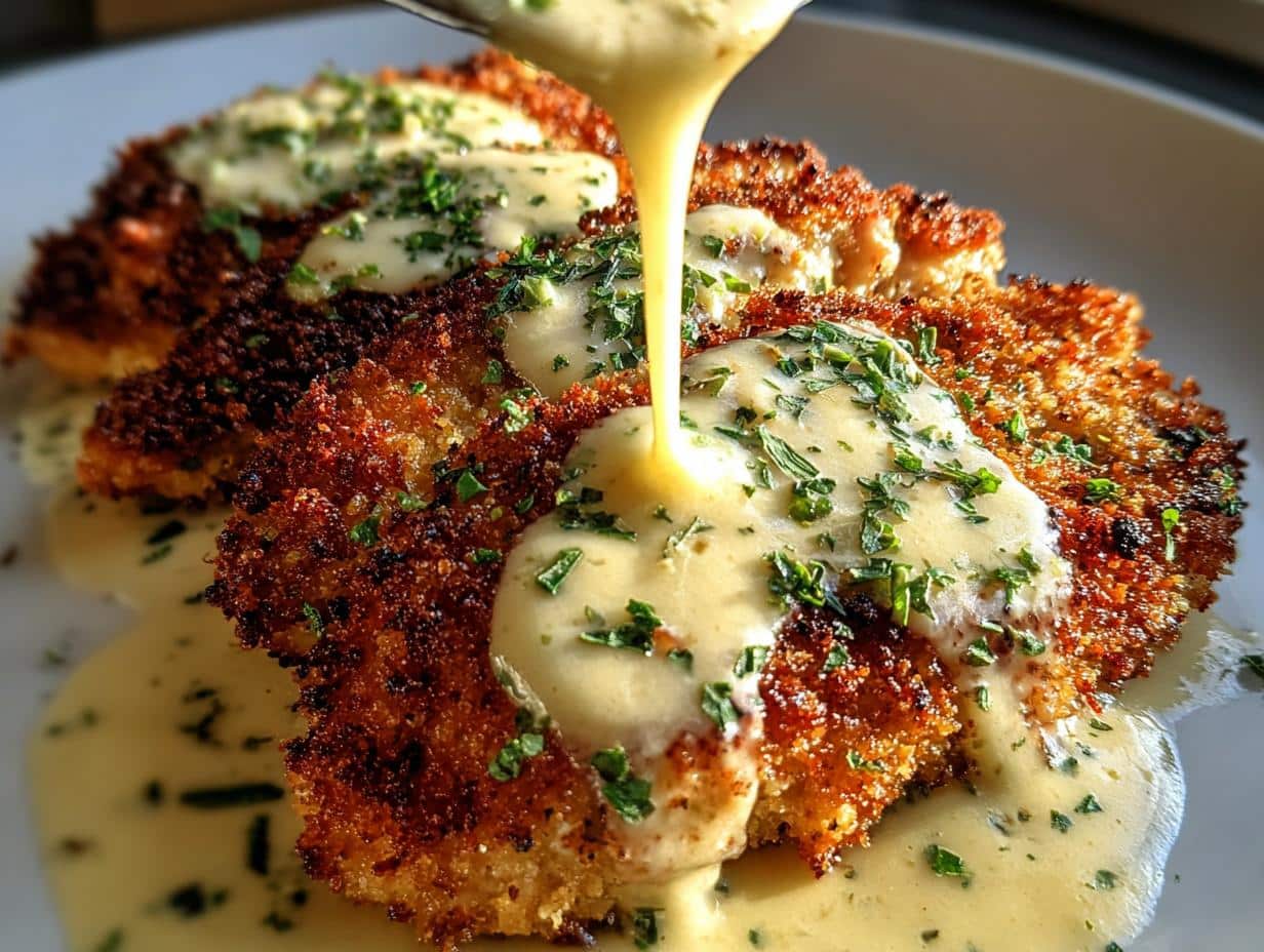 Parmesan Crusted Chicken with Creamy Garlic Sauce Delight - Travelers ...