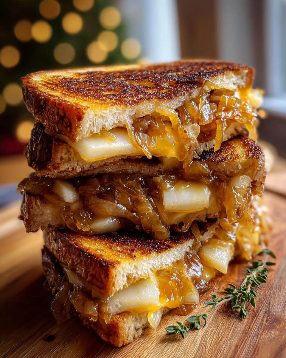 Pear & Apple Grilled Cheese With Caramelized Onions - Travelers Wizard