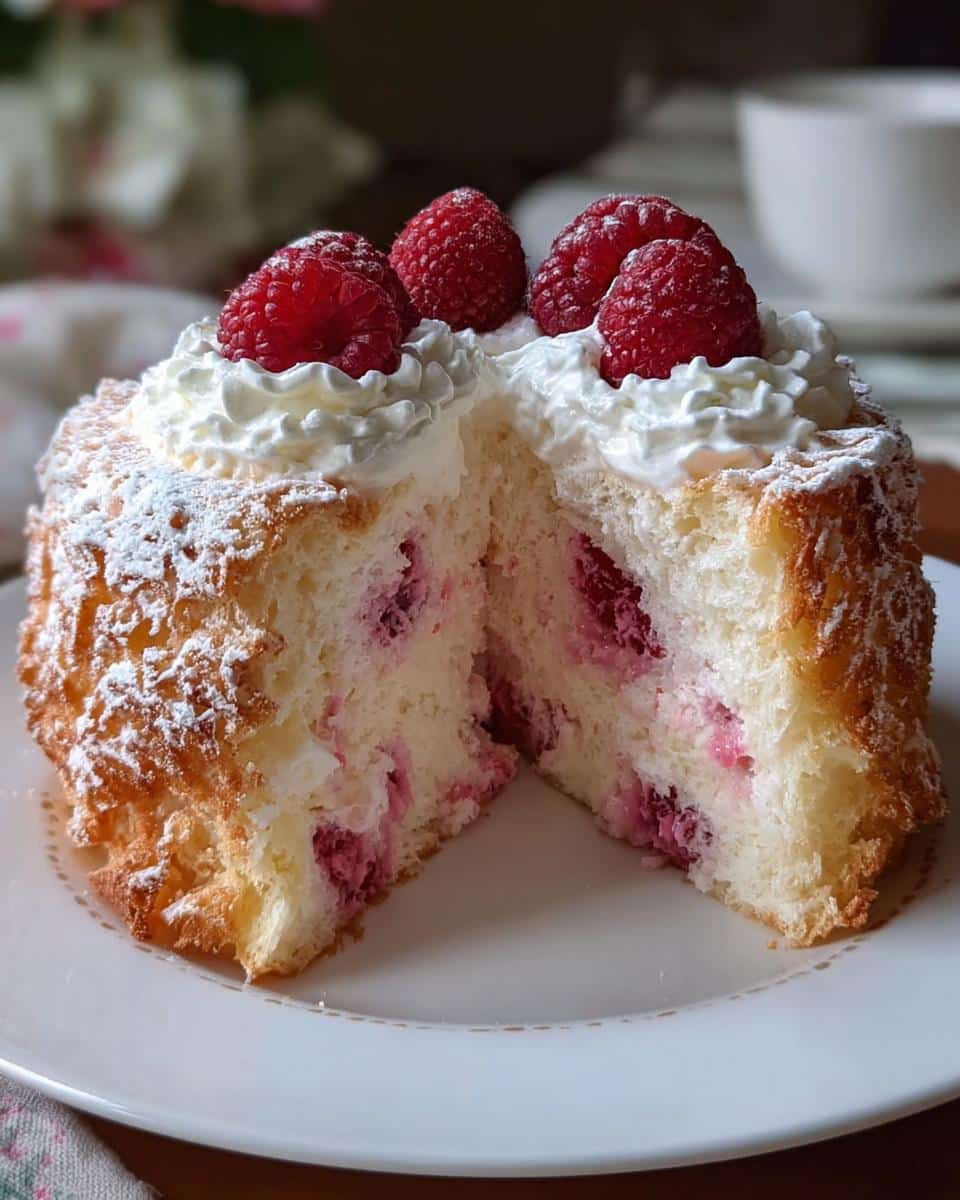 Raspberry Angel Food Cake - Travelers Wizard