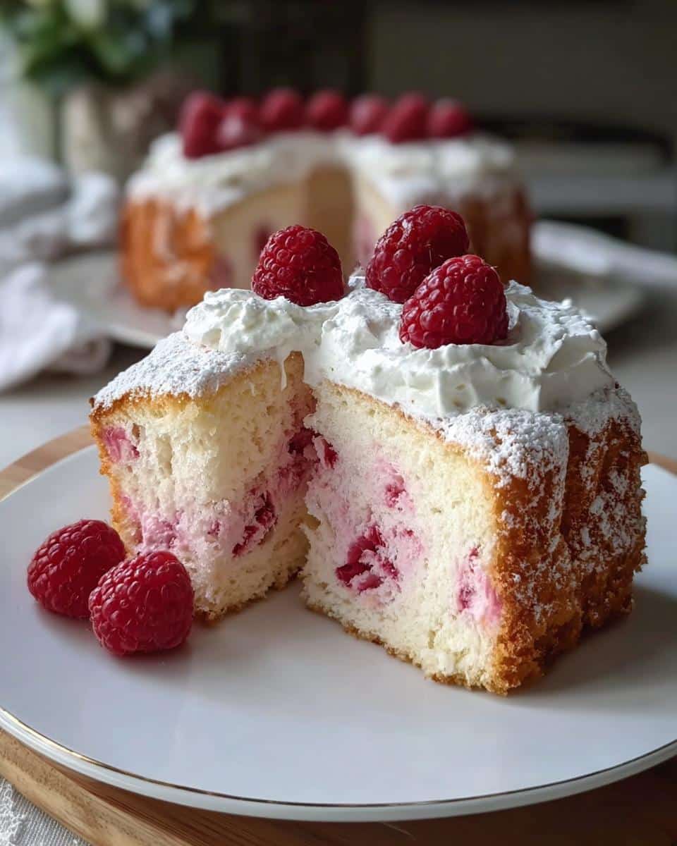Raspberry Angel Food Cake - Travelers Wizard