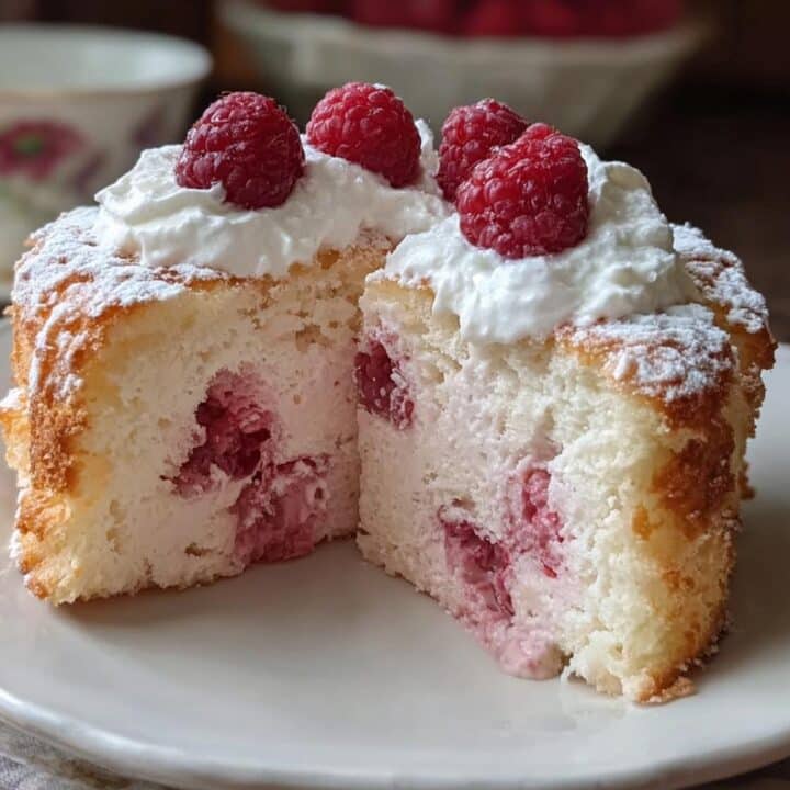 Raspberry Angel Food Cake - Travelers Wizard