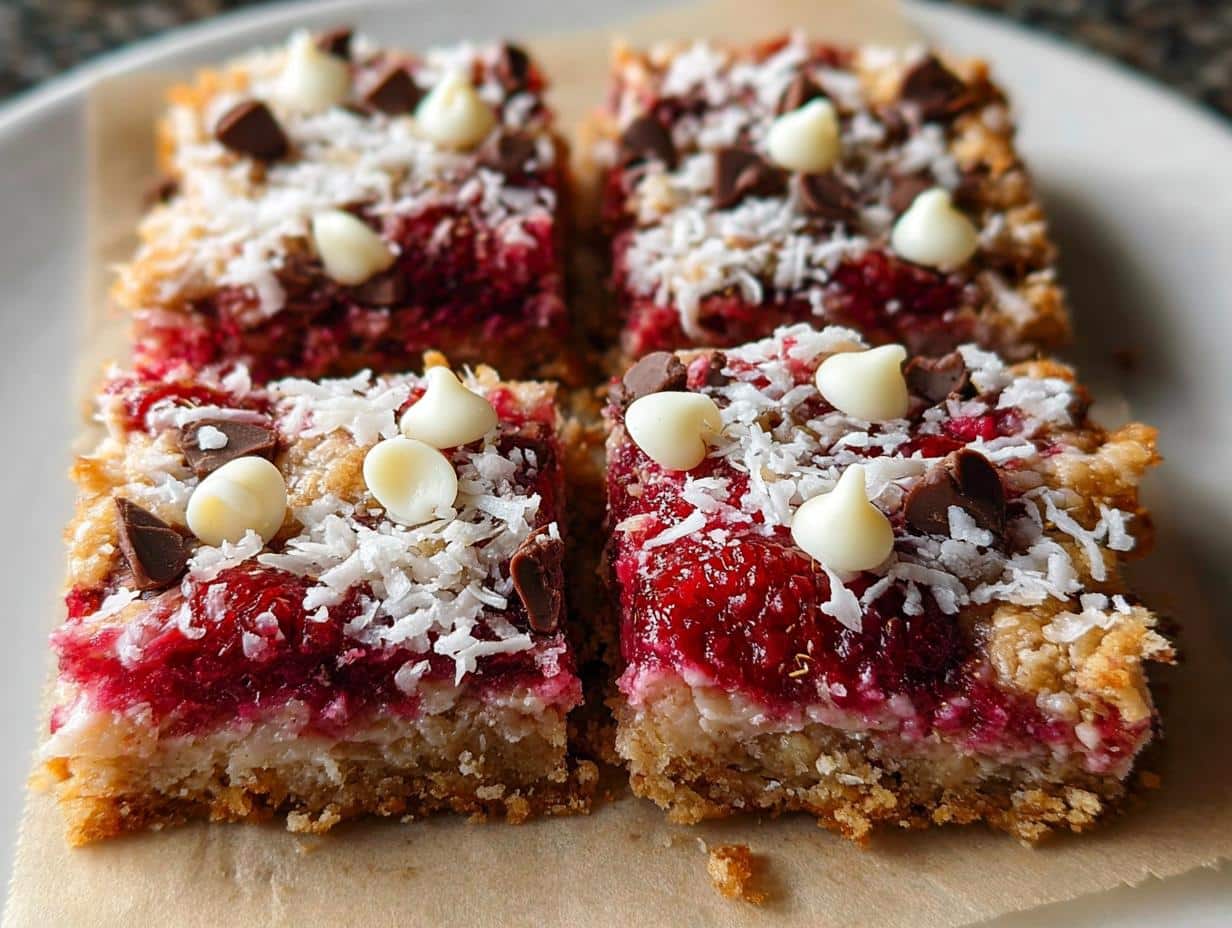Raspberry Coconut Magic Bars - Travelers Wizard