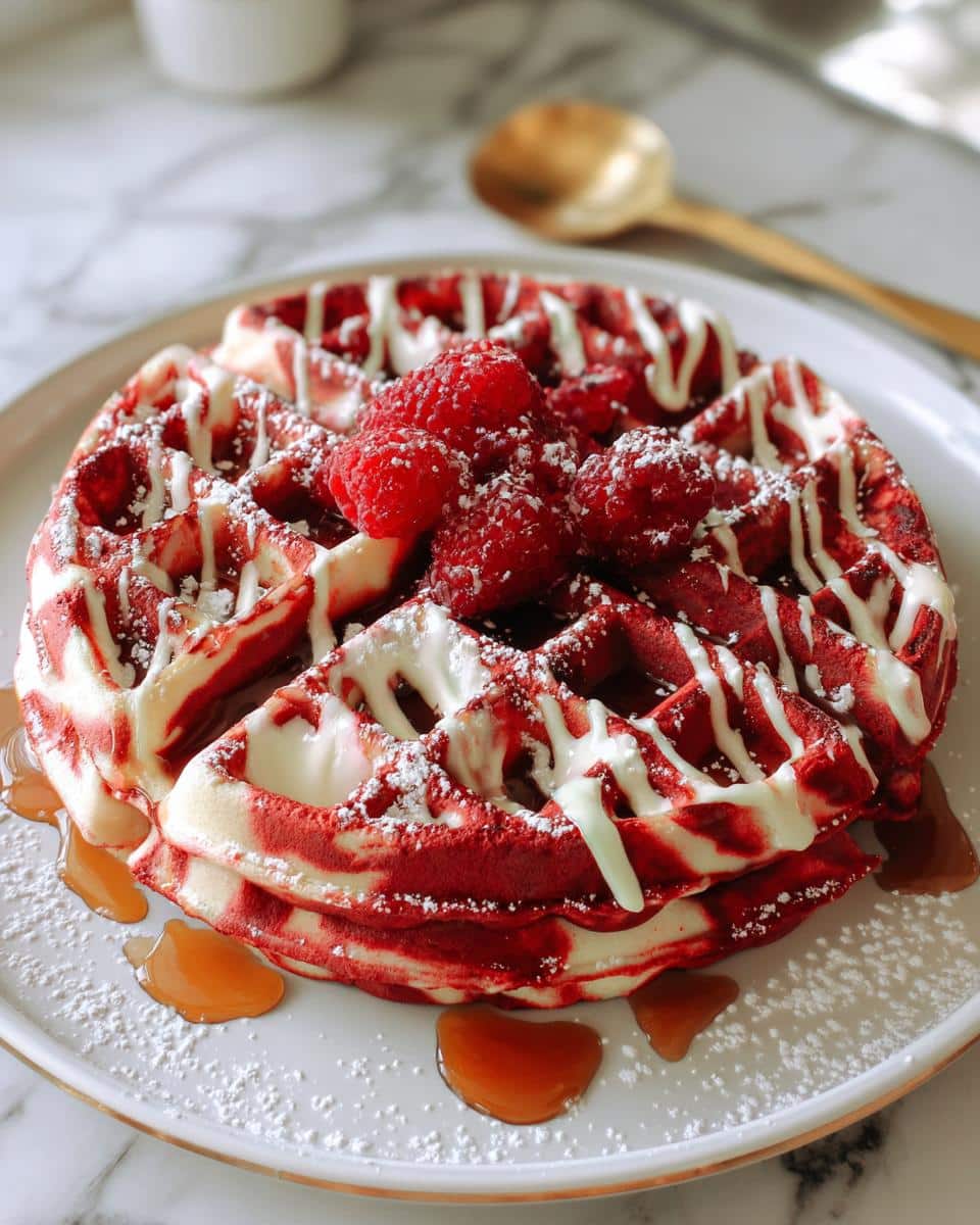 Red Velvet Marble Waffles - Travelers Wizard