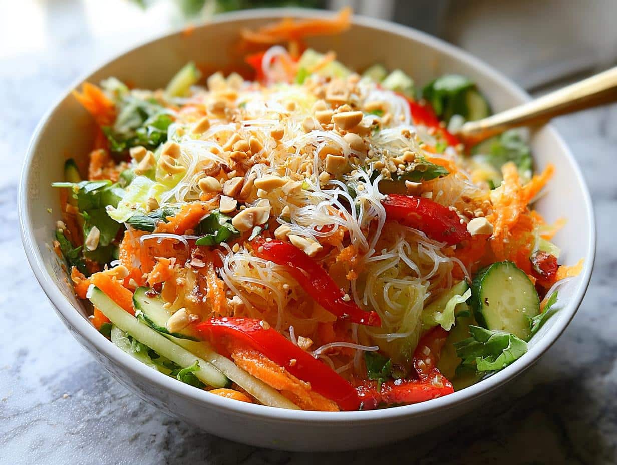 Spring Roll Salad with Spicy Ginger Dressing - Travelers Wizard