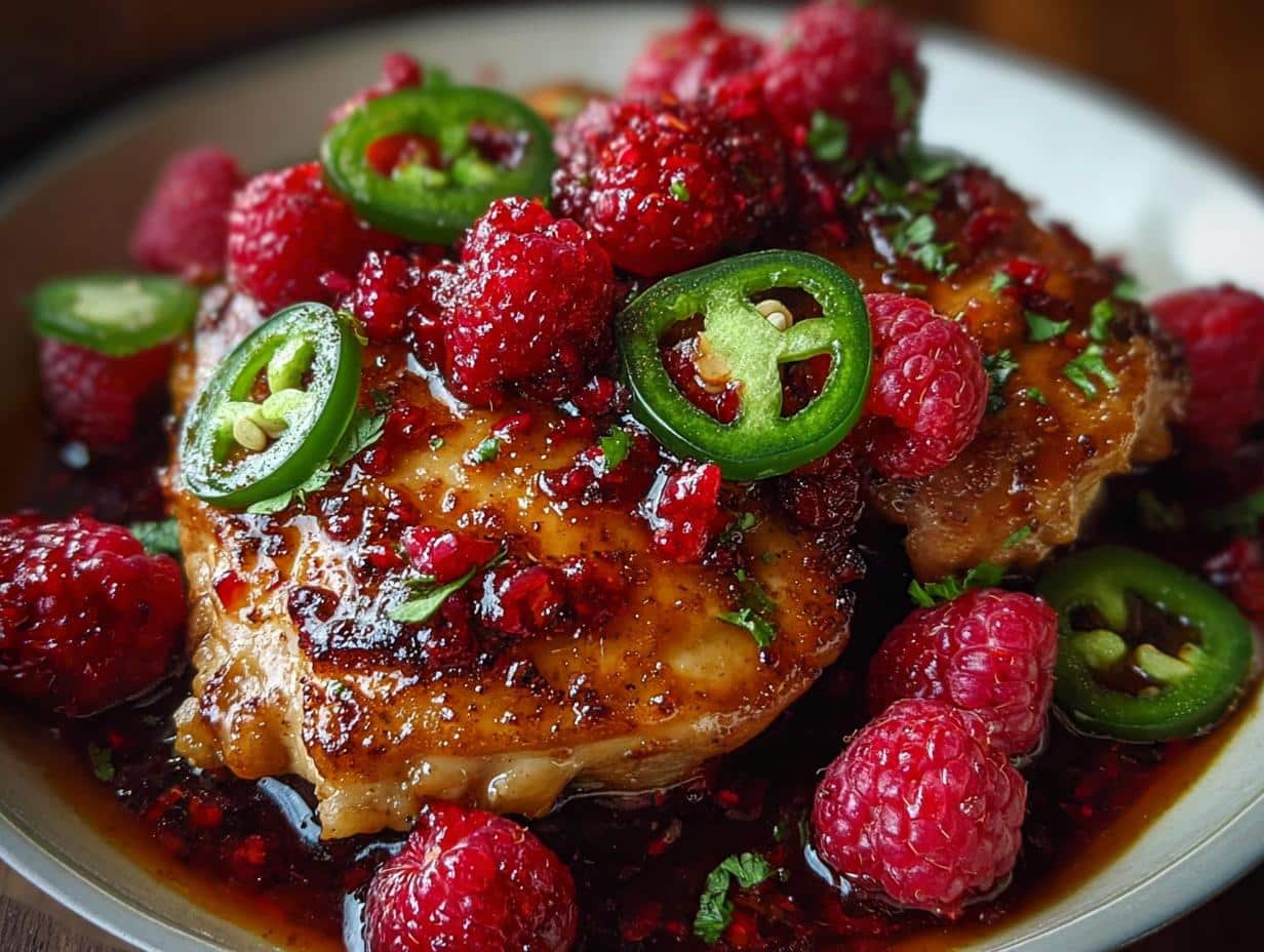 Sweet and Spicy Jalapeno Raspberry Chicken - Travelers Wizard