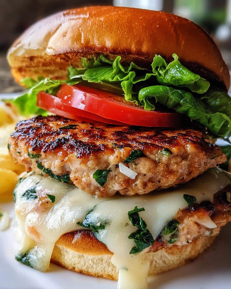 White Cheddar and Spinach Chicken Burgers - Travelers Wizard