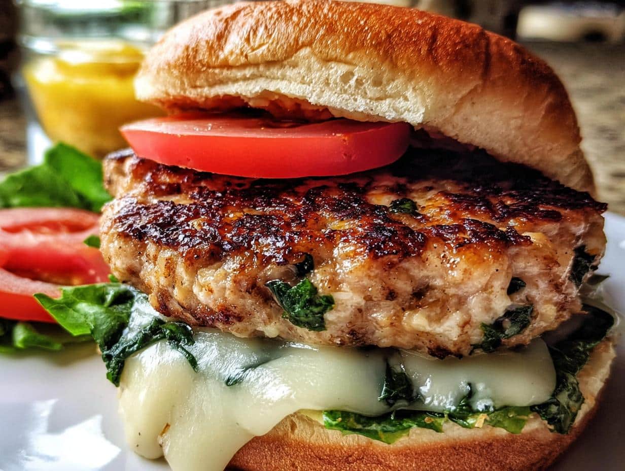 White Cheddar and Spinach Chicken Burgers - Travelers Wizard